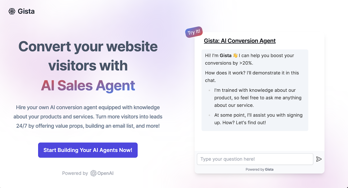 Gista: AI Conversion Agent for your websites